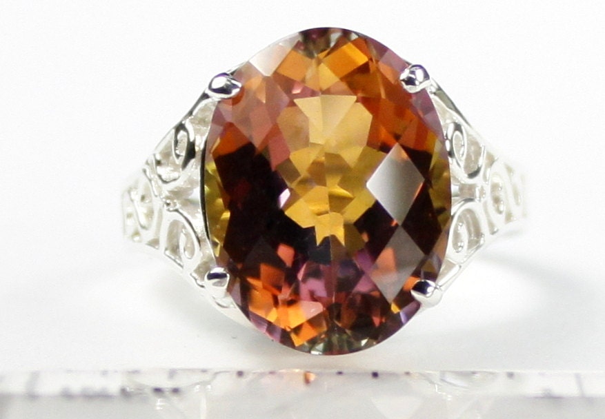 Twilight Fire Topaz 925 Sterling Silver Ladies Ring SR049 - Etsy