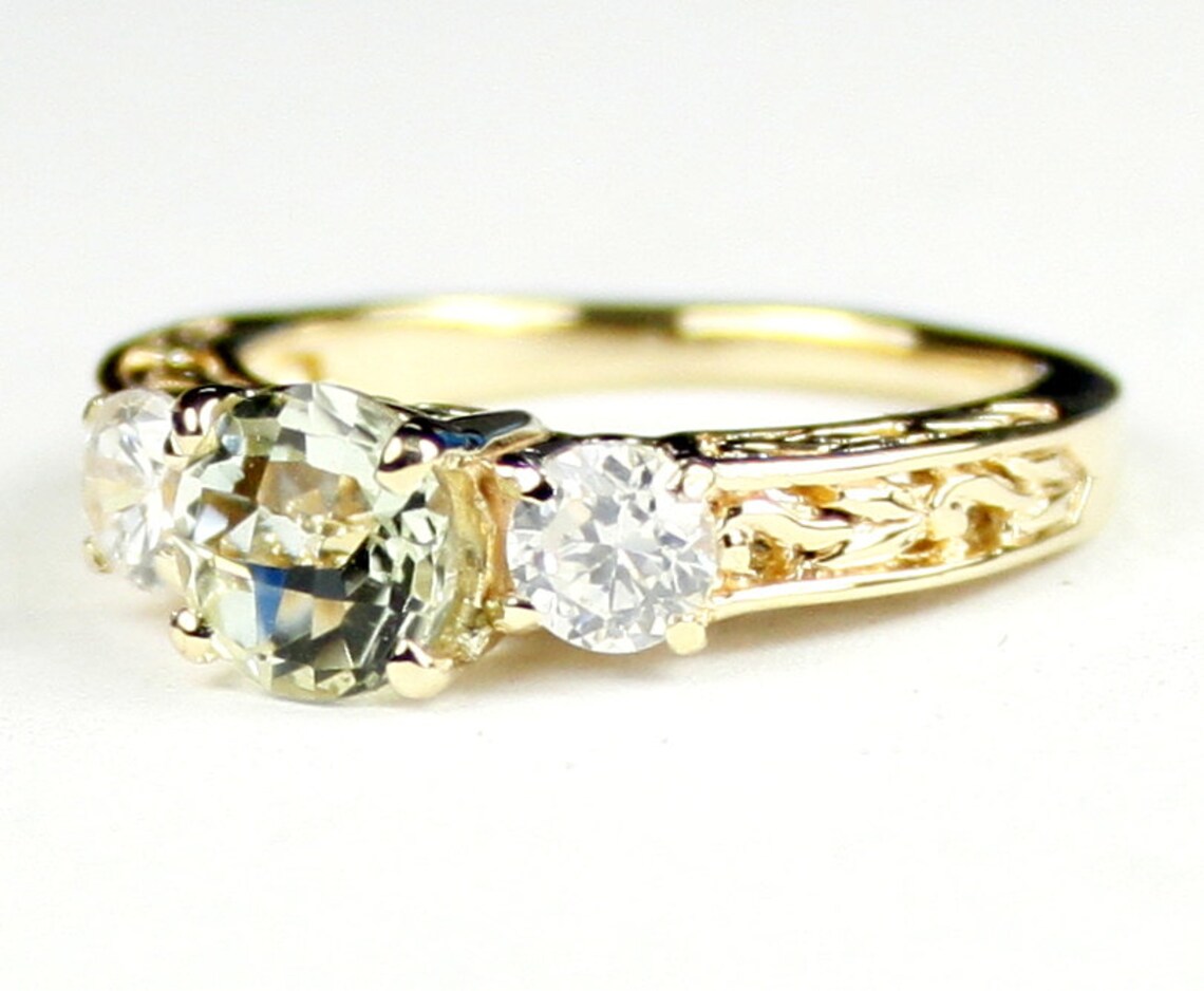 Green Amethyst W/ 2 Accents 10KY Gold Ring R254 - Etsy