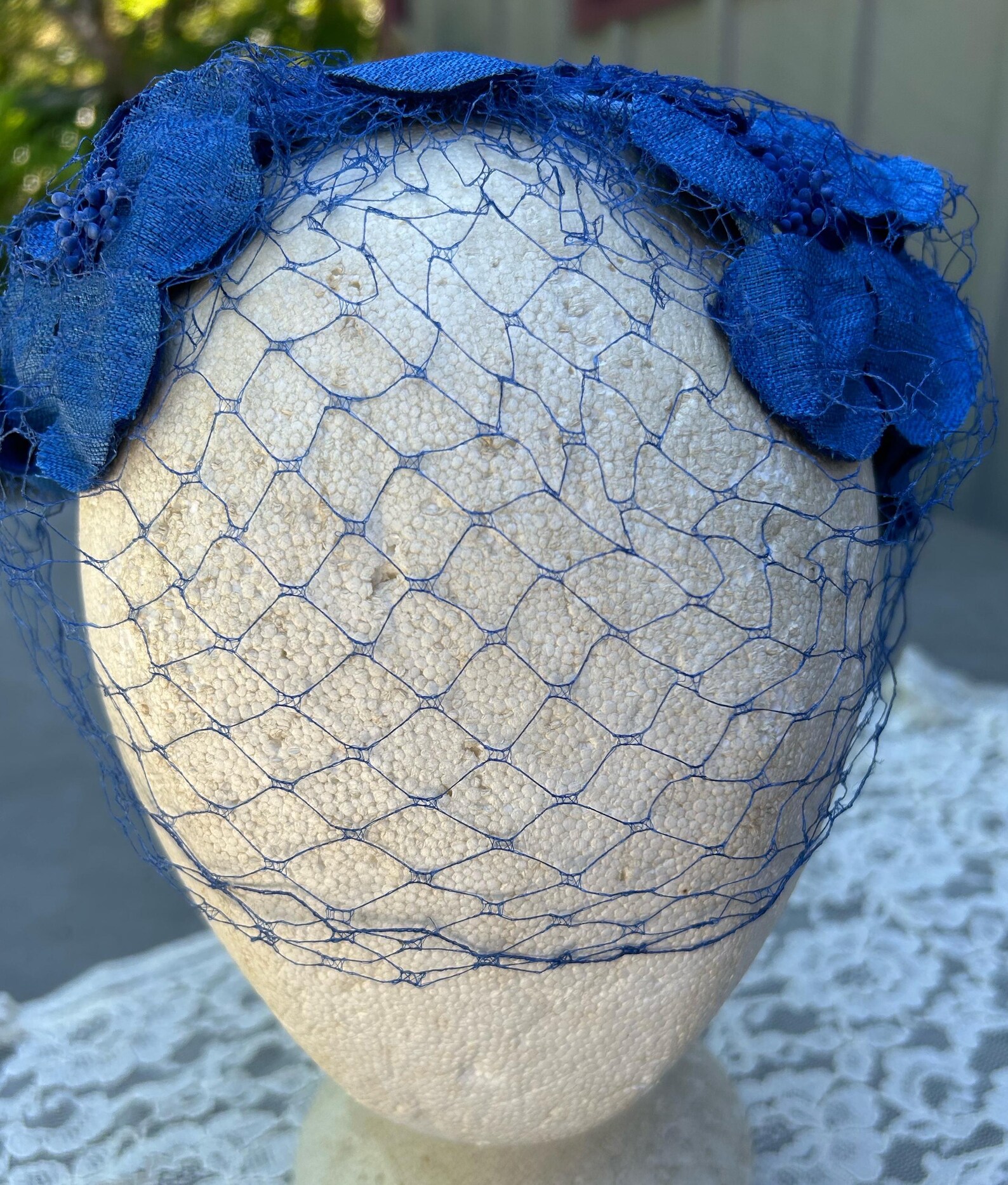 Blue Half Hat, Vintage, 1950's, 1960's, Bow Hat, Rigid Half Hat,blue ...