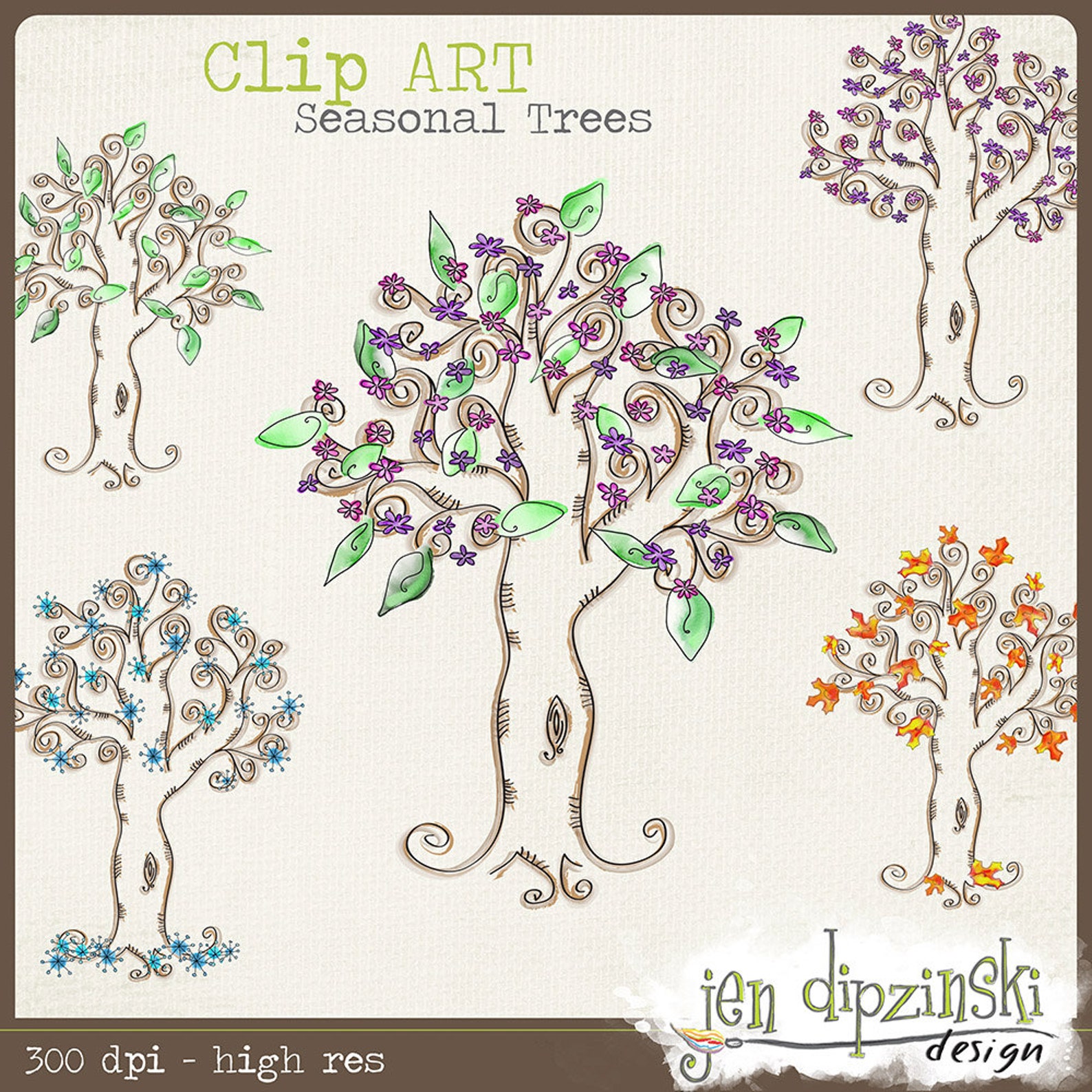 Clipart - Seasonal Trees INSTANT DOWNLOAD - Etsy