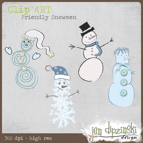 Clipart Friendly Snowmen INSTANT DOWNLOAD | Etsy