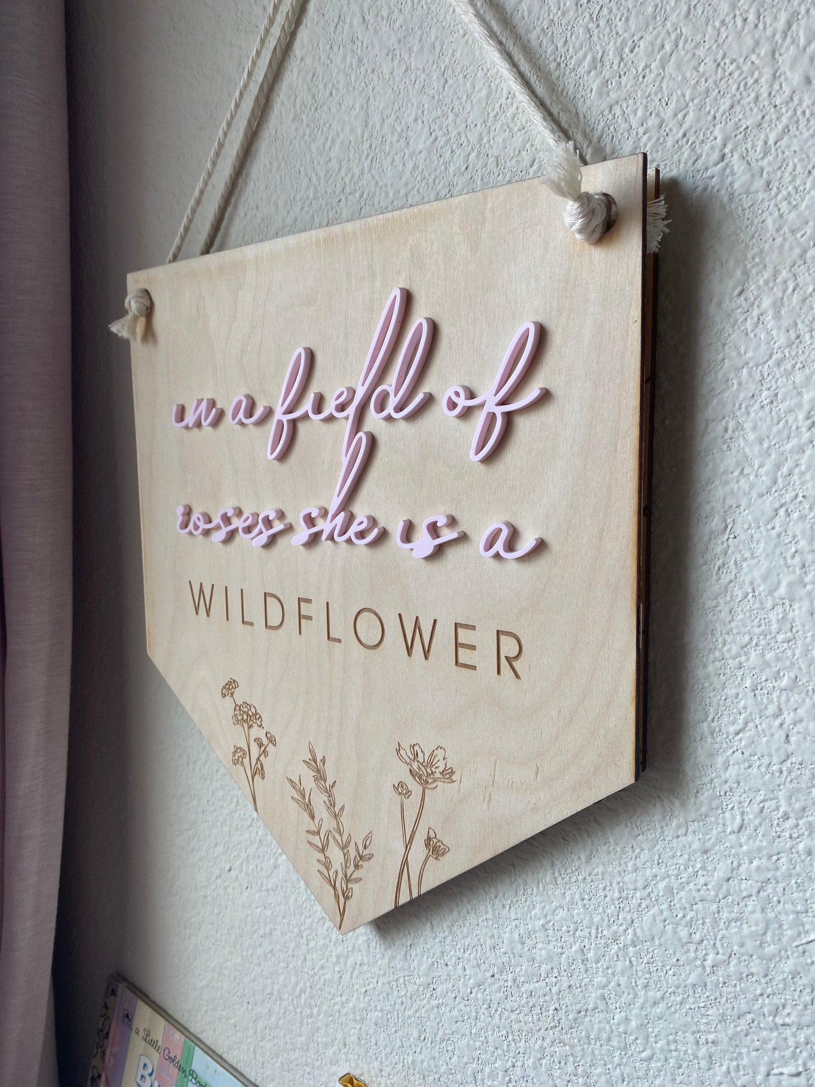 Nursery Sign in A Field of Roses She is a Wildflower - Etsy