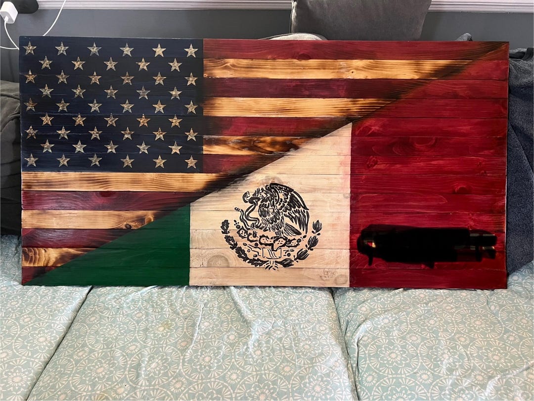 24 X 48 Wooden American-mexican Flag Hand Made Custom Made - Etsy