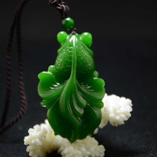 Natural Carved Dark Green Jade Good Luck Pendant - Etsy