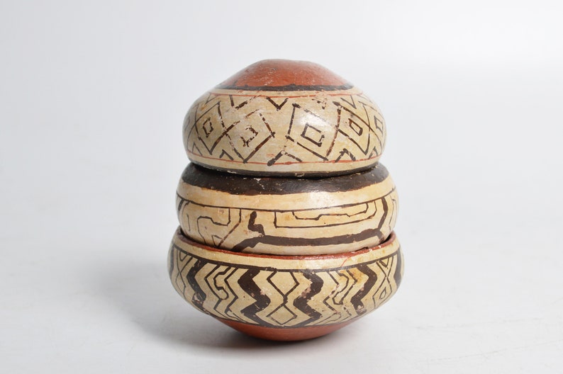 Shipibo Stackable Bowls / Peruvian Pottery With Geometric Patterns ...