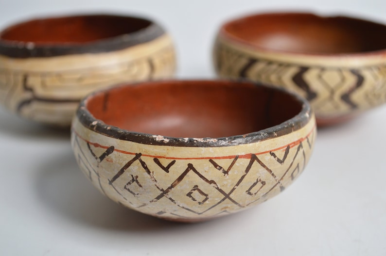 Shipibo Stackable Bowls / Peruvian Pottery With Geometric Patterns ...