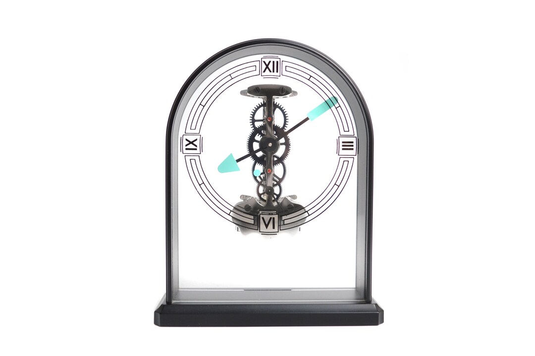 80's Skeleton Clock / Haller Germany / Black & Turquoise / Post-modern ...