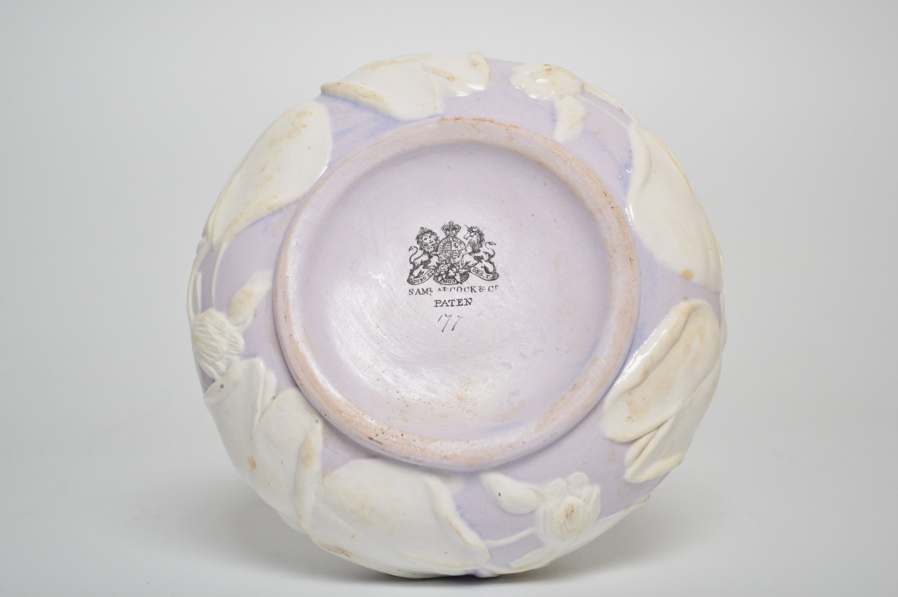 Sam Alcock water Lily Vase / White on Lavender / Antique 1850 / Parian ...
