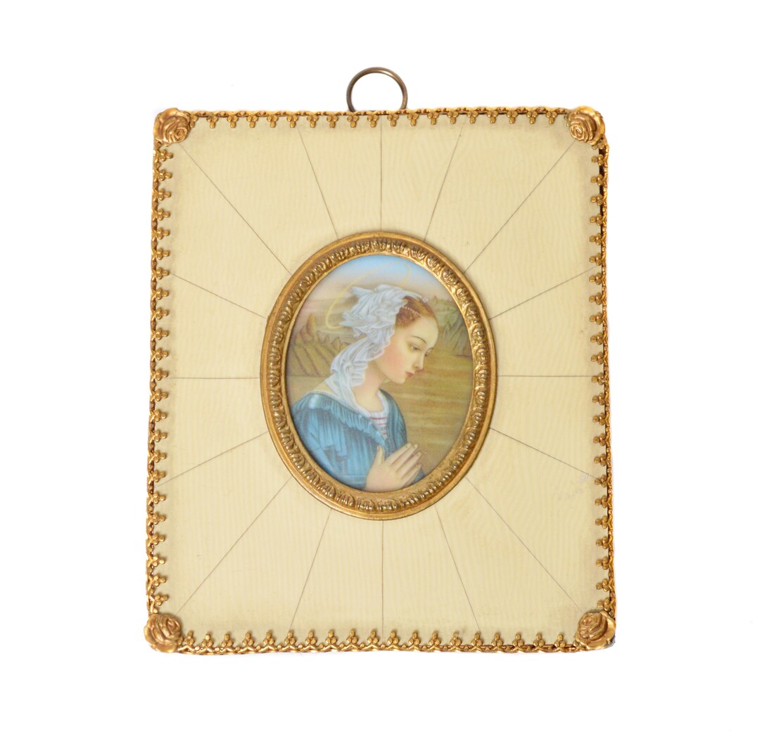Faux Ivory Miniature Painting / France, Mid Century / Vintage Portrait ...