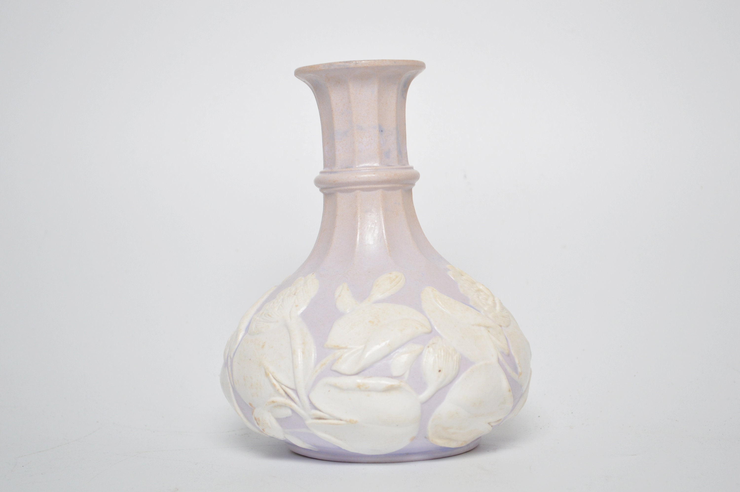 Sam Alcock water Lily Vase / White on Lavender / Antique 1850 / Parian ...