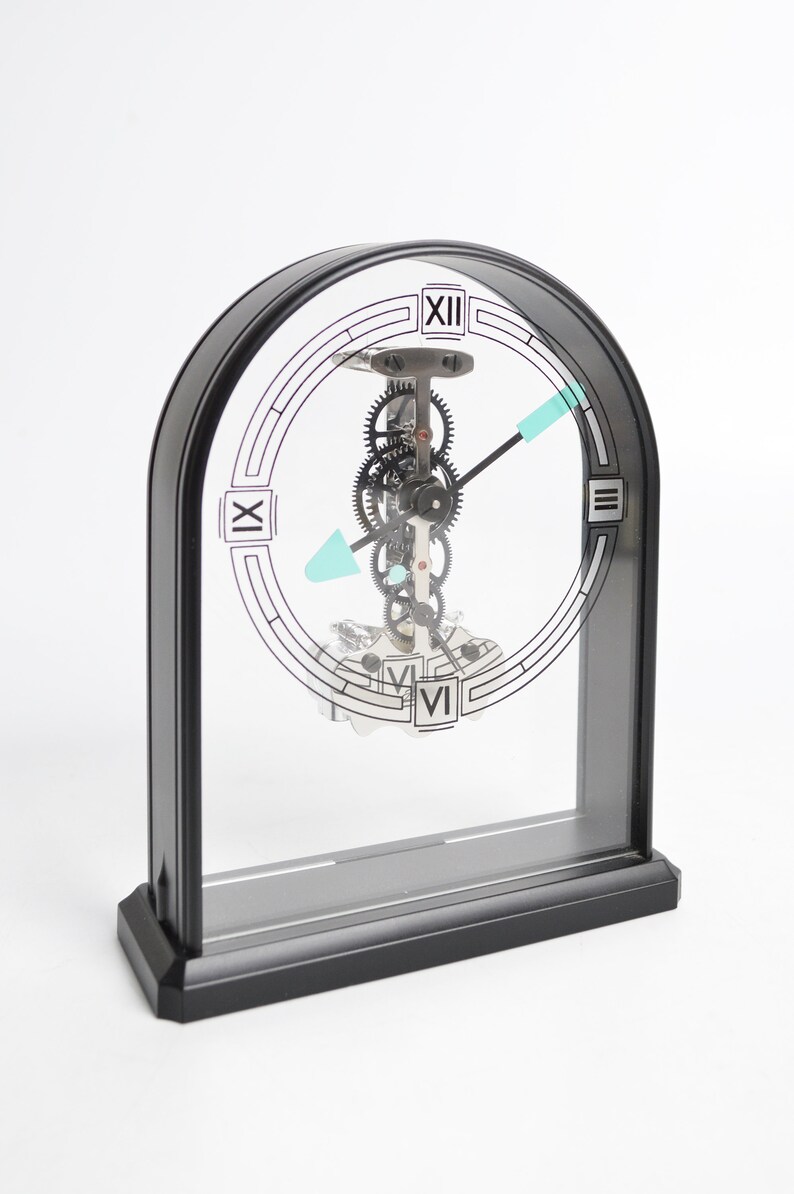 80's Skeleton Clock / Haller Germany / Black & Turquoise / - Etsy