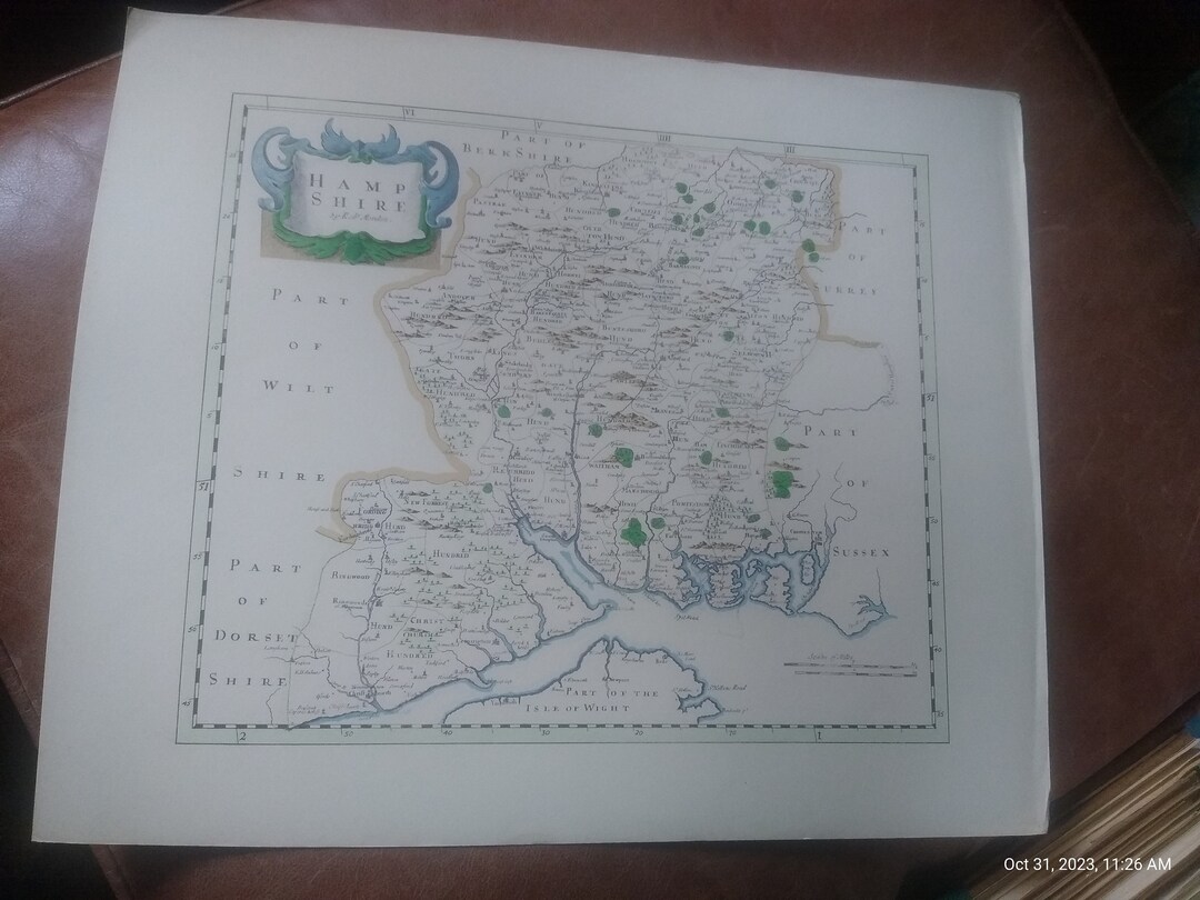 Old Map Print of Antique Vintage Map Hampshire - Etsy