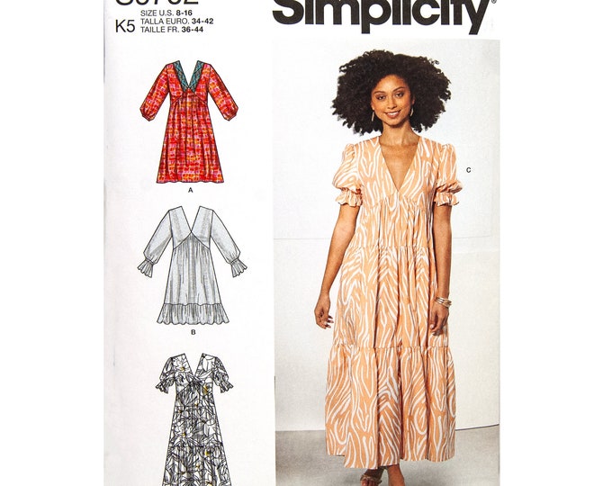 Empire Waist Dress Sewing Pattern, Misses Sizes 8 - 10 - 12 - 14 - 16 ...