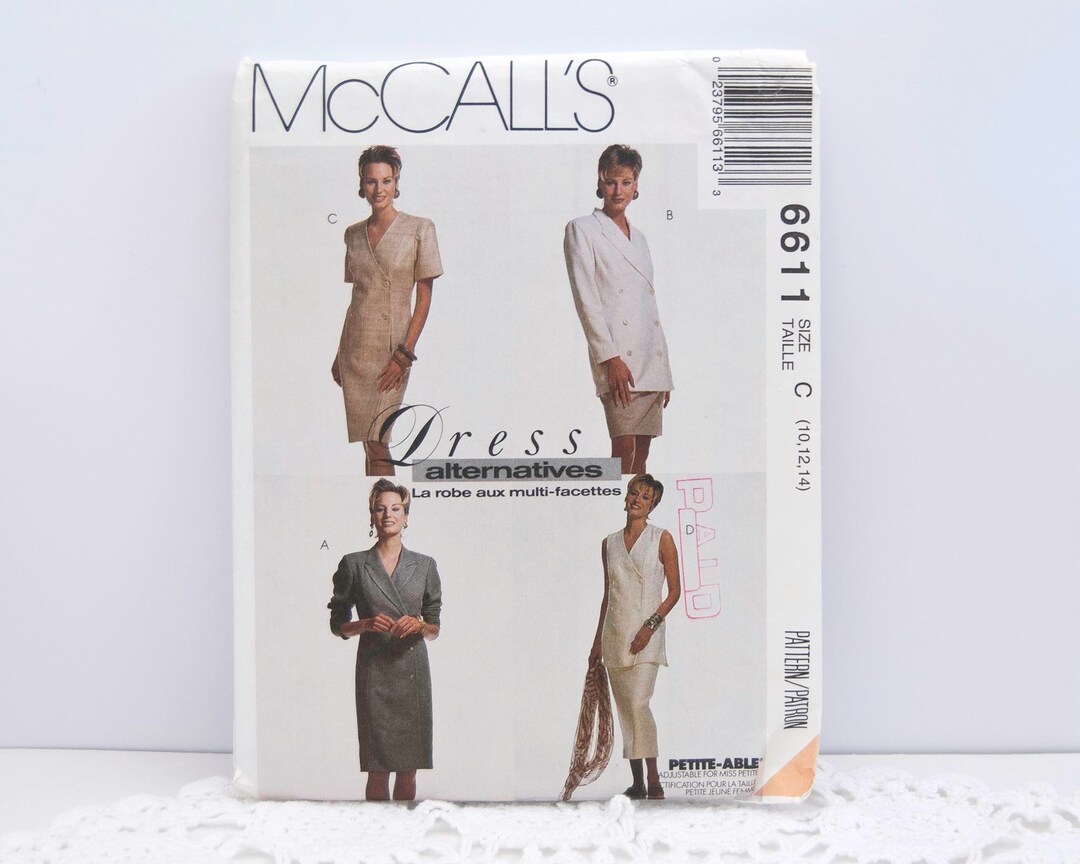 Vintage Dress, Jacket & Skirt Sewing Pattern: Mccall's 6611, Misses ...