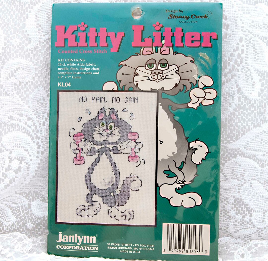 Kitty Litter Counted Cross Stitch Kit: Stoney Creek Design - Etsy
