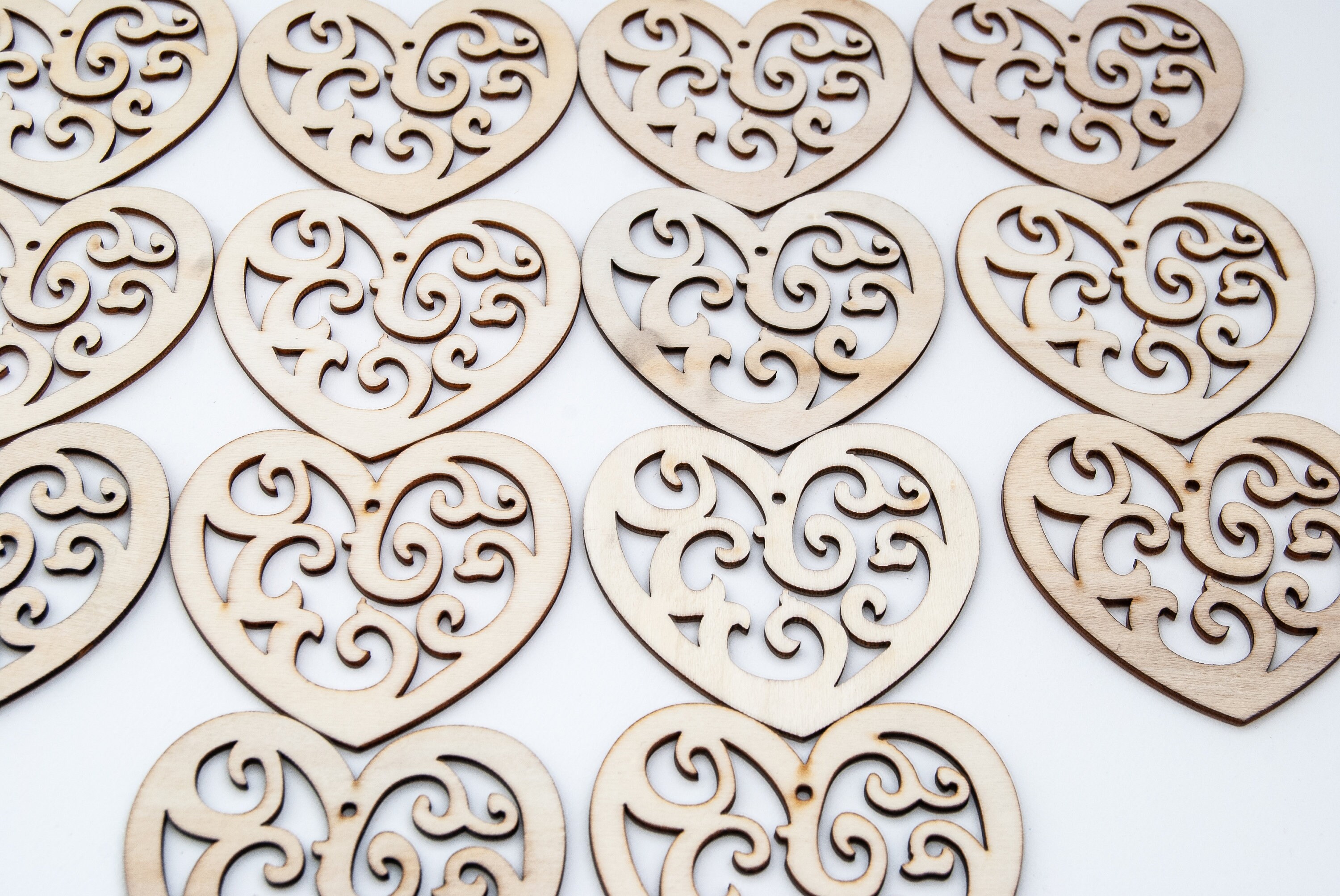 Unfinished Wood Hearts, Filigree Cut, Set of 14, 3" X 2.75" X 1/8" - Etsy