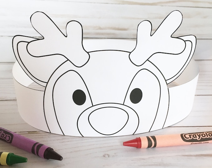 Reindeer Paper Crown COLOR YOUR OWN Printable - Etsy