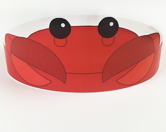 Crab Paper Crown Party Coloring Printable Party Hat Kids Craft Ocean ...