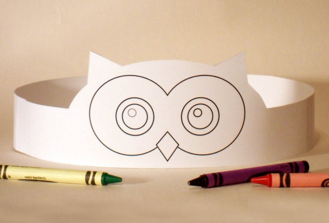 Owl Paper Crown COLOR YOUR OWN Printable - Etsy
