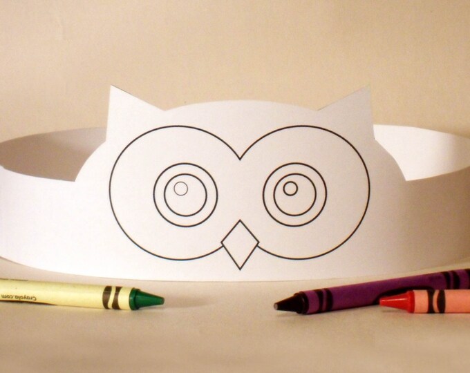 Owl Paper Crown Activity Printable Kids Craft Woodland Forest Birthday ...