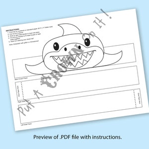 Shark Paper Crown COLOR YOUR OWN - Printable - Etsy