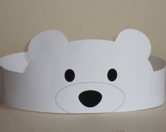 Polar Bear Paper Crown Party Coloring Paper Hat Printable Kids Craft ...