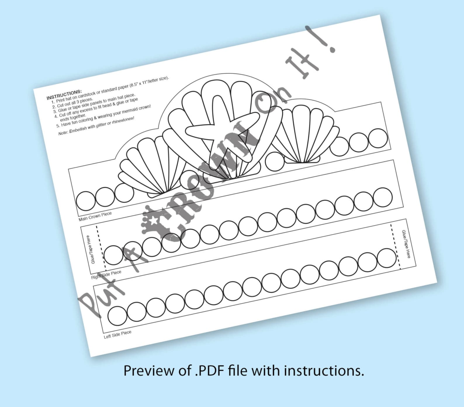 Mermaid Paper Crown COLOR YOUR OWN Printable - Etsy