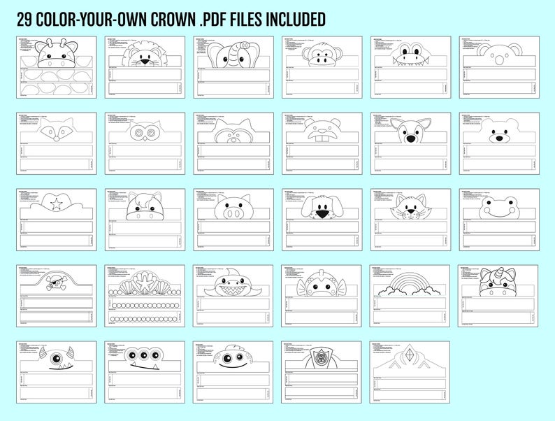 29 Count Multi-Pack COLOR YOUR OWN Crown Printables - Etsy España