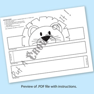 Lion Paper Crown COLOR YOUR OWN - Printable - Etsy
