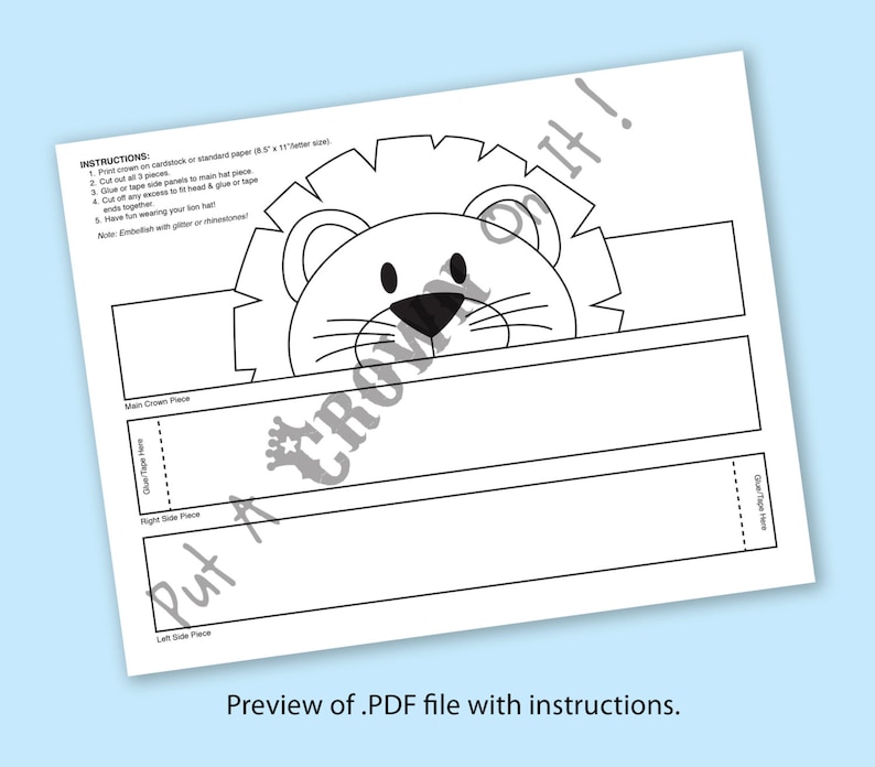 Lion Paper Crown COLOR YOUR OWN Printable - Etsy UK