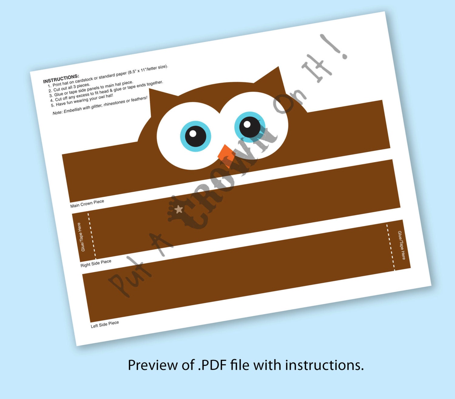 Owl Paper Crown Printable | Etsy