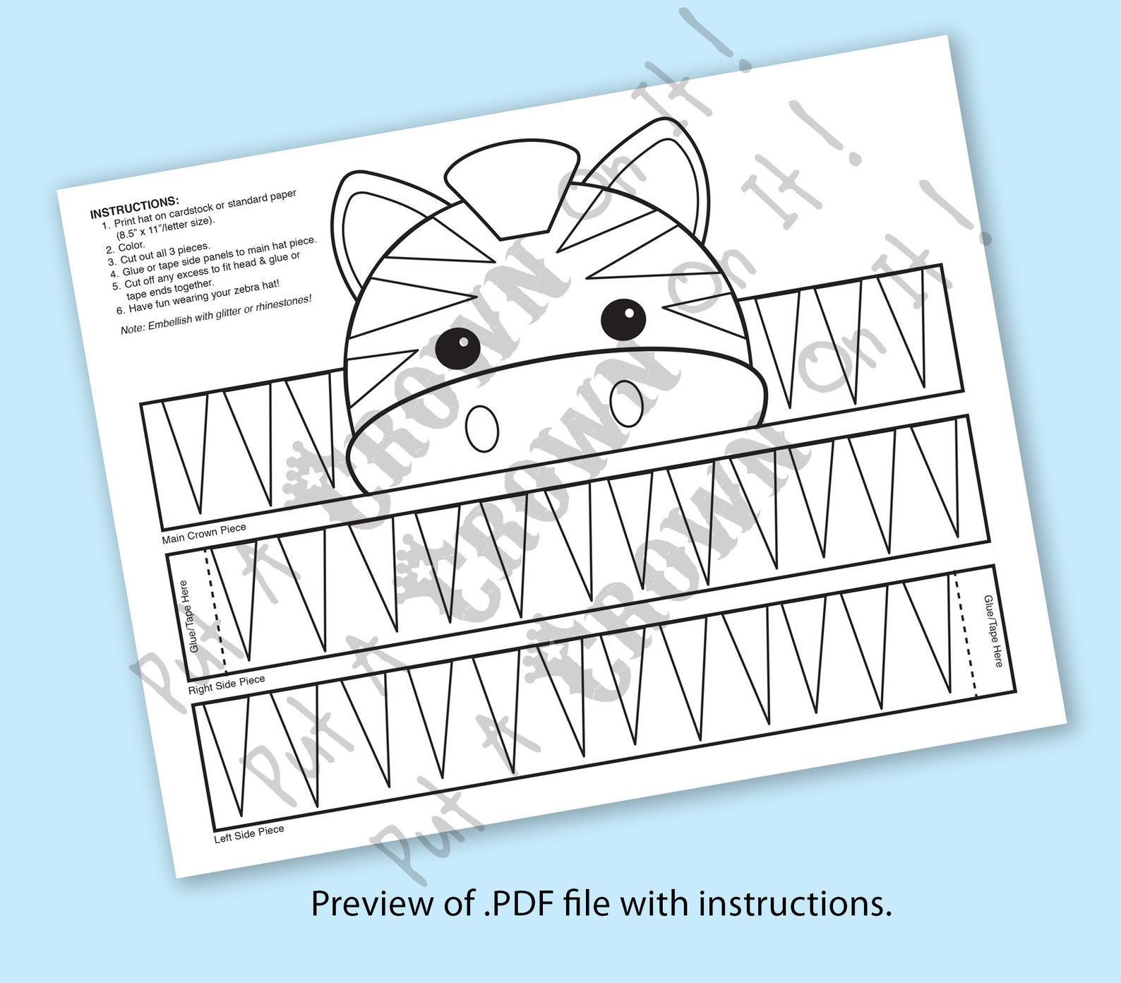 Zebra Paper Crown COLOR YOUR OWN Printable | Etsy