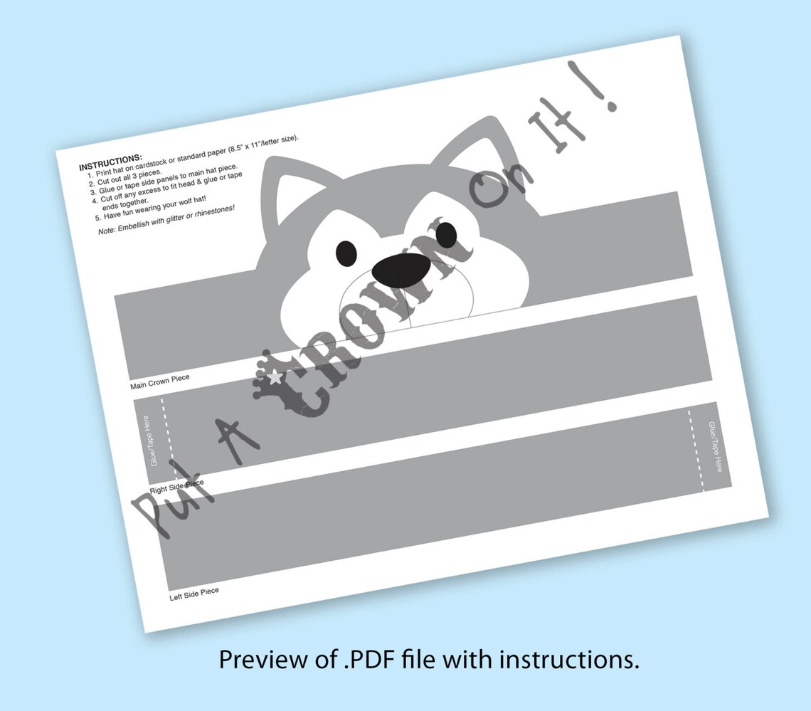 Wolf Paper Crown Printable - Etsy Canada