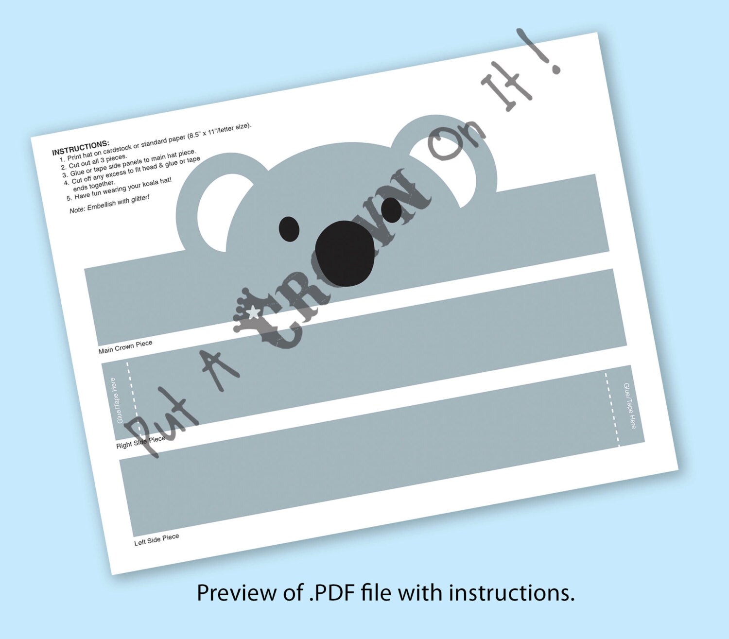 Koala Paper Crown Printable - Etsy UK