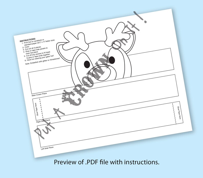 Reindeer Paper Crown COLOR YOUR OWN - Printable - Etsy