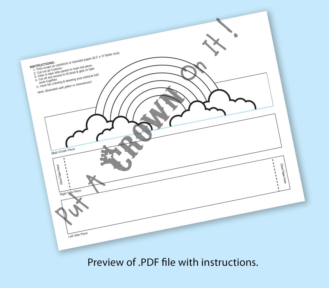 Rainbow Crown COLOR YOUR OWN - Printable - Etsy