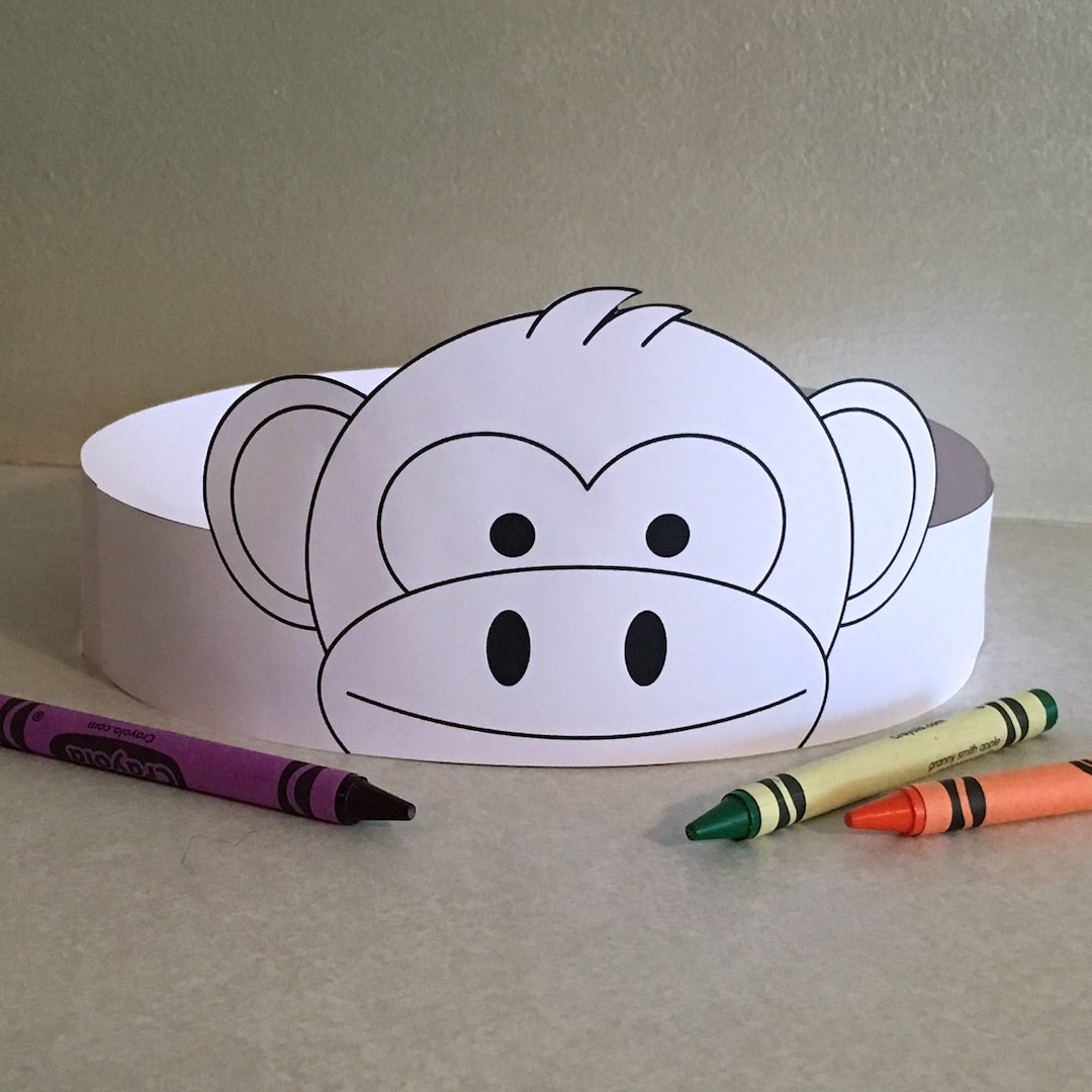 Monkey Paper Crown COLOR YOUR OWN - Printable - Etsy