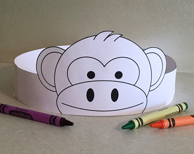 Monkey Paper Crown COLOR YOUR OWN Printable - Etsy