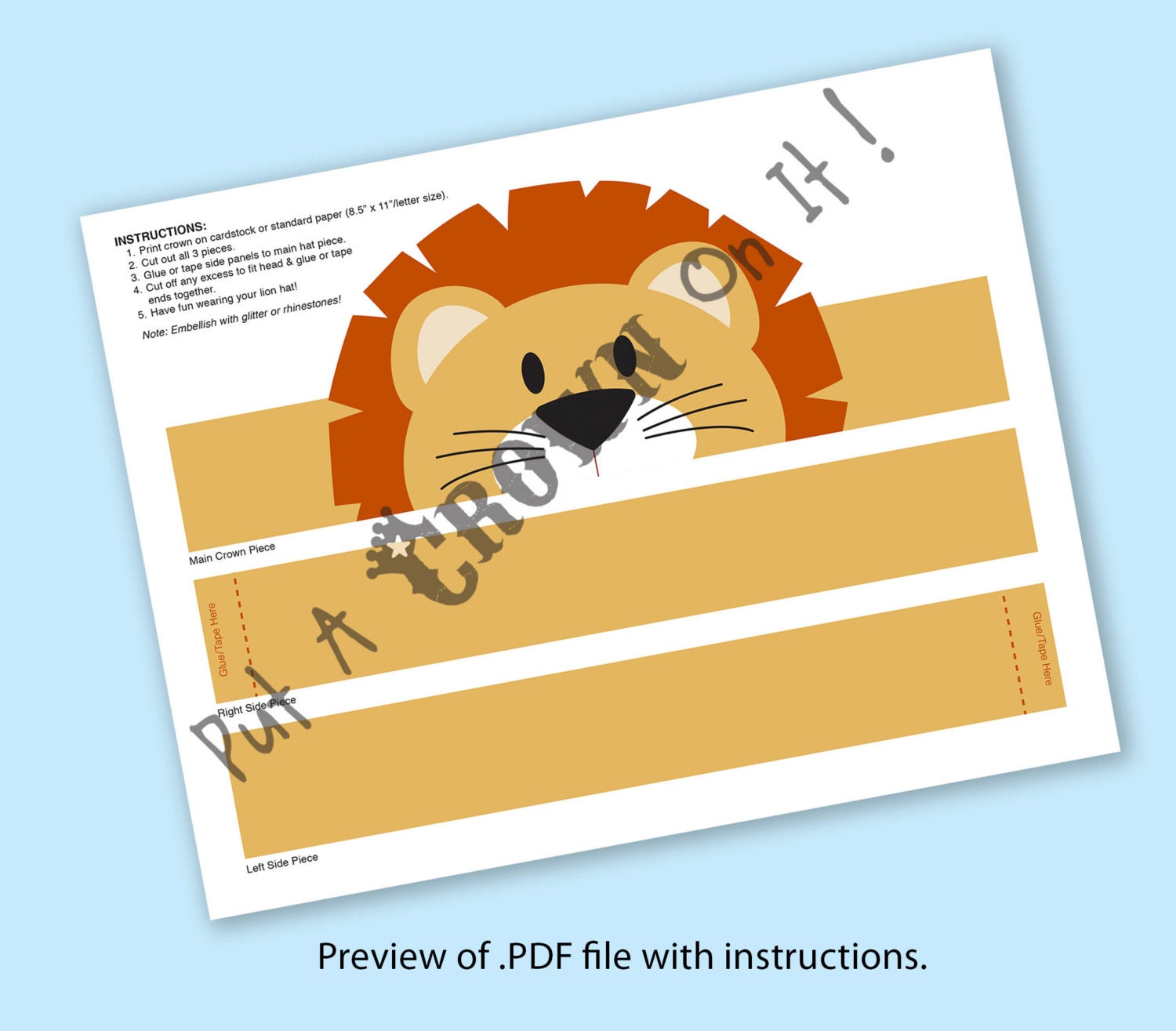 Lion Paper Crown - Printable - Etsy