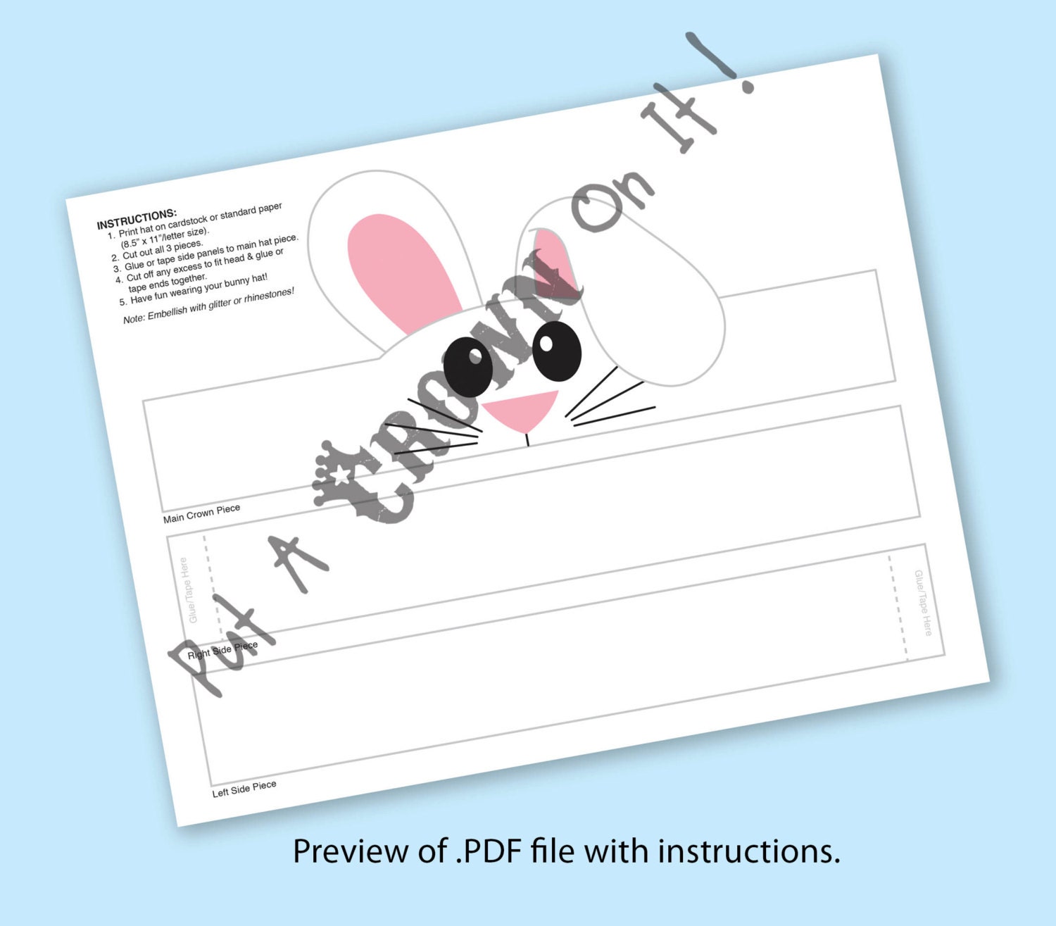 Bunny Paper Crown Printable | Etsy