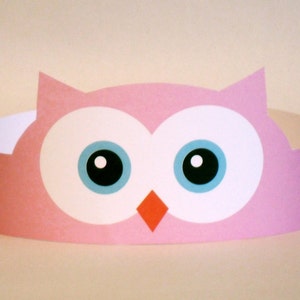 Owl Pink Paper Crown - Printable - Etsy