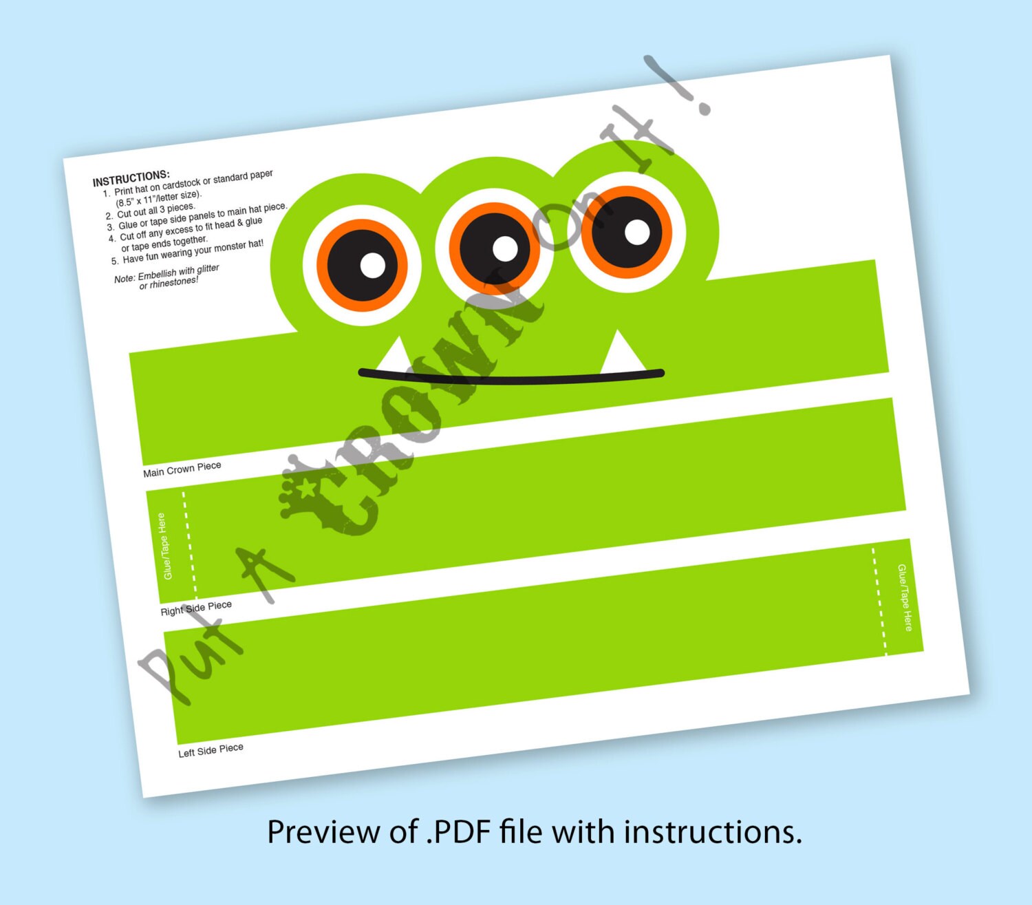 3-eyed Monster Paper Crown Printable | Etsy