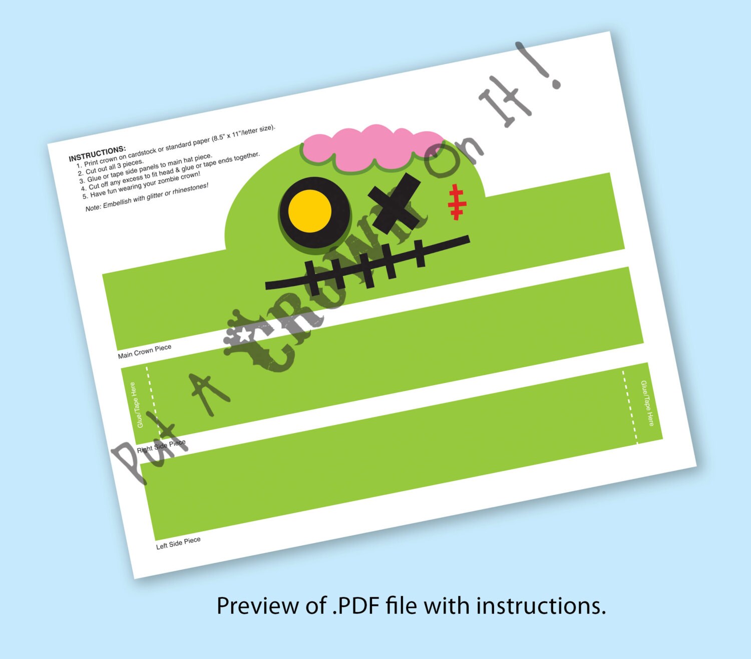 Zombie Crown Printable | Etsy