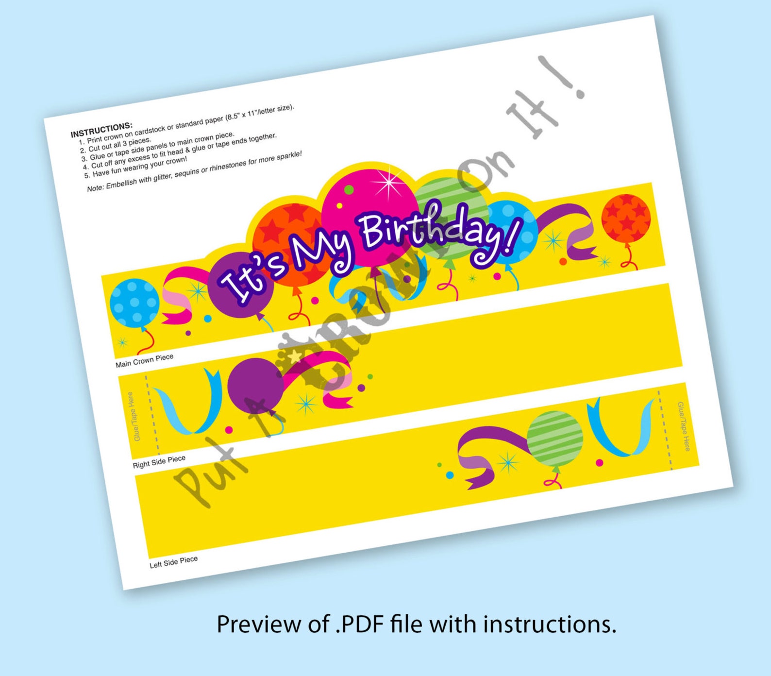 It's My Birthday Paper Crown Printable - Etsy