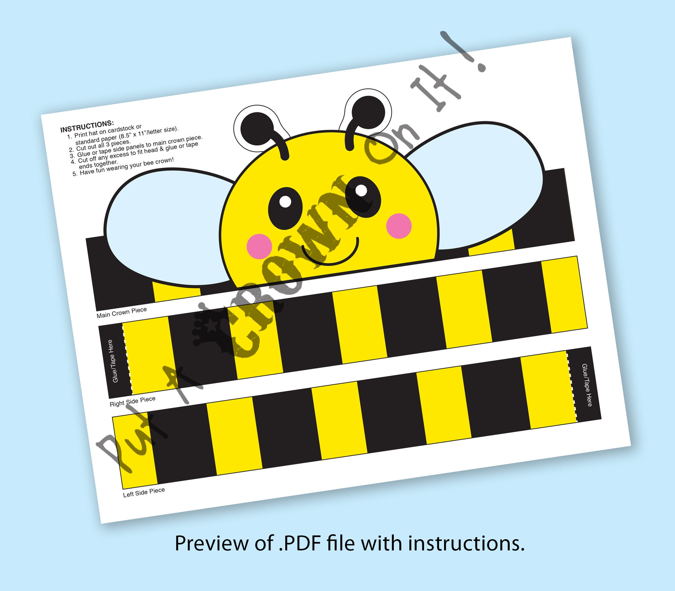 Bee Paper Crown Printable - Etsy Canada