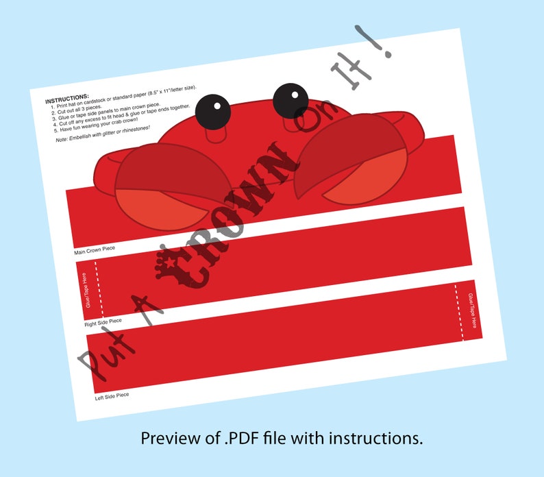 Crab Paper Crown Printable - Etsy