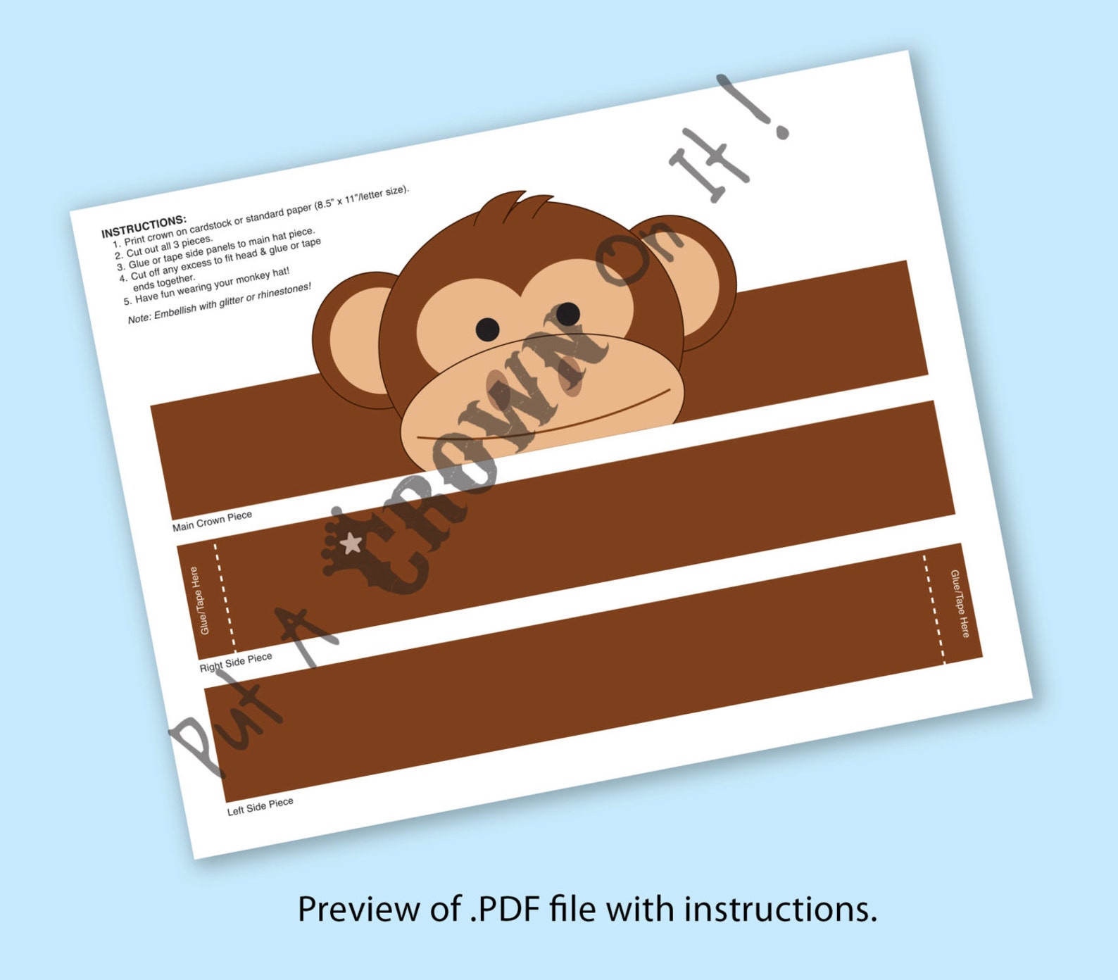 Monkey Crown - Printable - Etsy