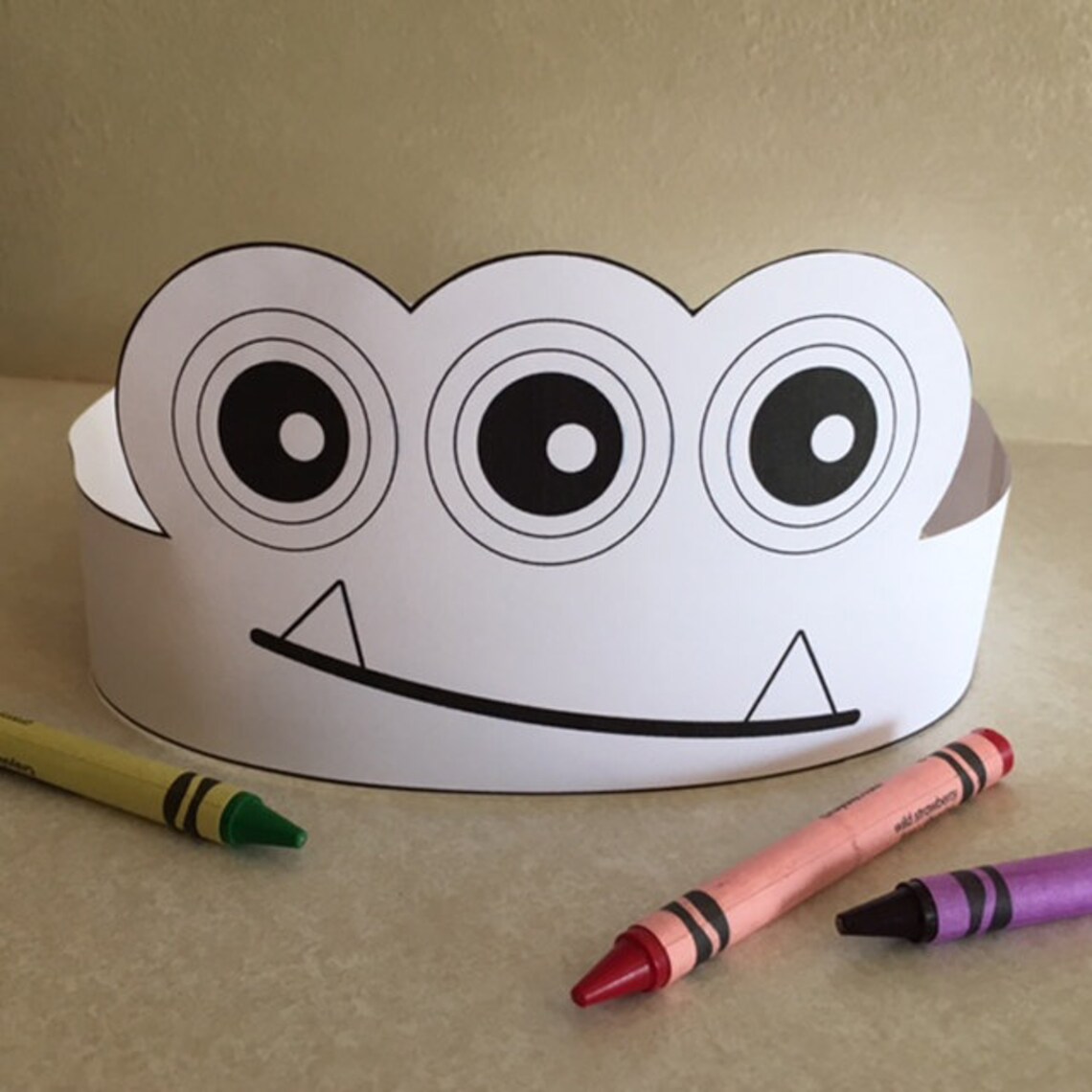 Monster Three Eye Crown COLOR YOUR OWN Printable - Etsy