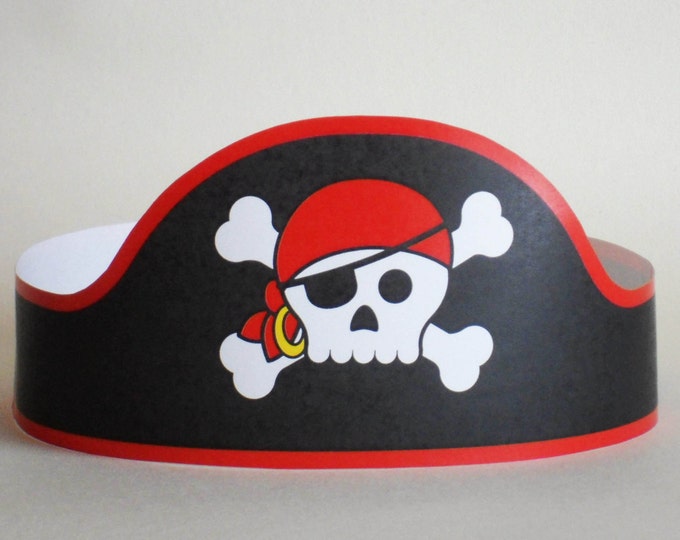 Pirate Hat Paper Crown Template Pirate Captain Party Headband Coloring ...