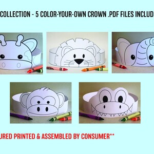 Safari - Multi-pack COLOR YOUR OWN Crown - Printables - Etsy
